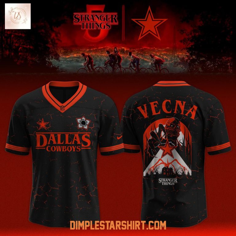 All Team NFL x Stranger Things 5 Football Jersey - Dimplestartshirt